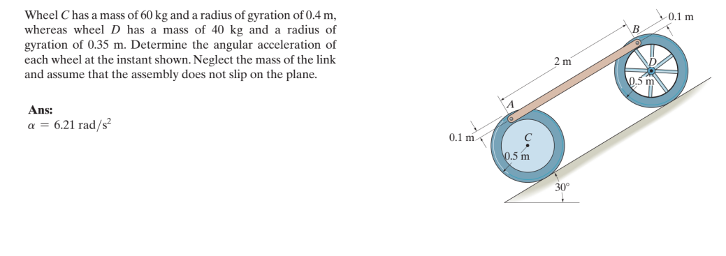 Solved Wheel C has a mass of 60 kg and a radius of gyration | Chegg.com