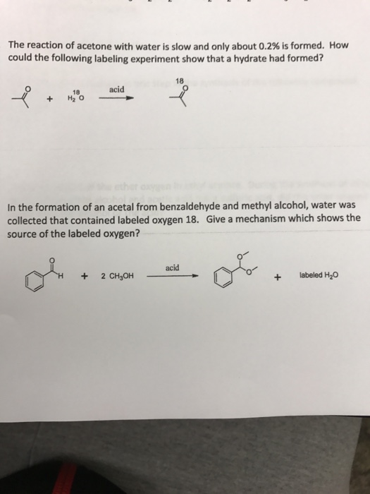Solved The reaction of acetone with water is slow and only | Chegg.com
