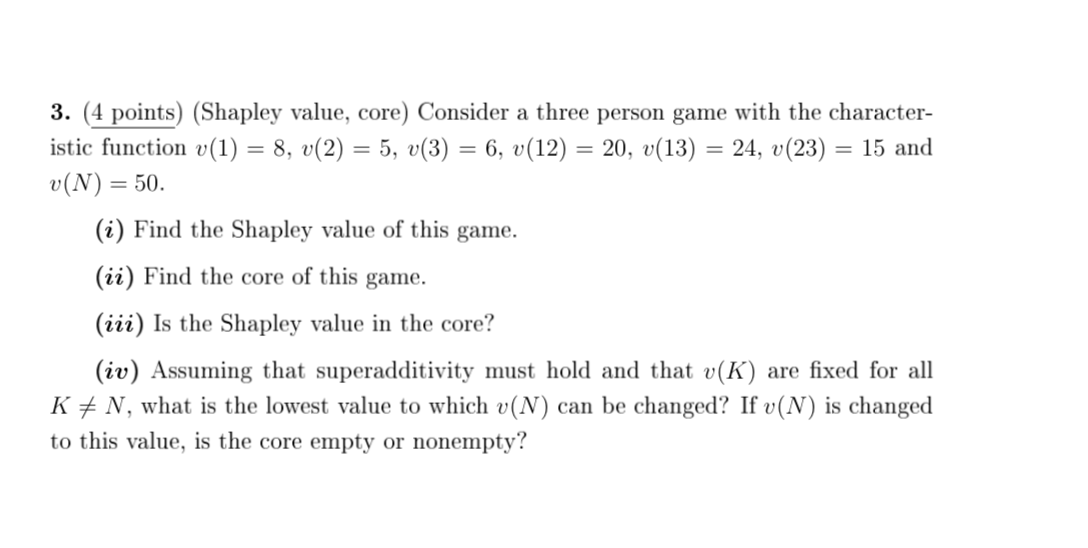 3 4 Points Shapley Value Core Consider A Three