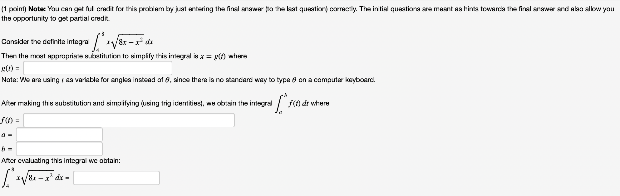 Solved the opportunity to get partial credit. Consider the | Chegg.com