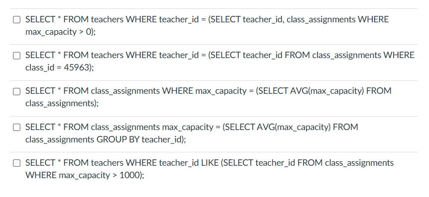 Solved The TEACHERS and CLASS_ASSIGNMENTS tables contain | Chegg.com