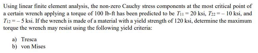 Solved Using linear finite element analysis, the non-zero | Chegg.com