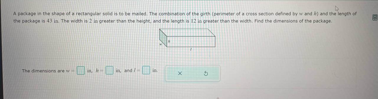 Solved A package in the shape of a rectangular solid is to | Chegg.com