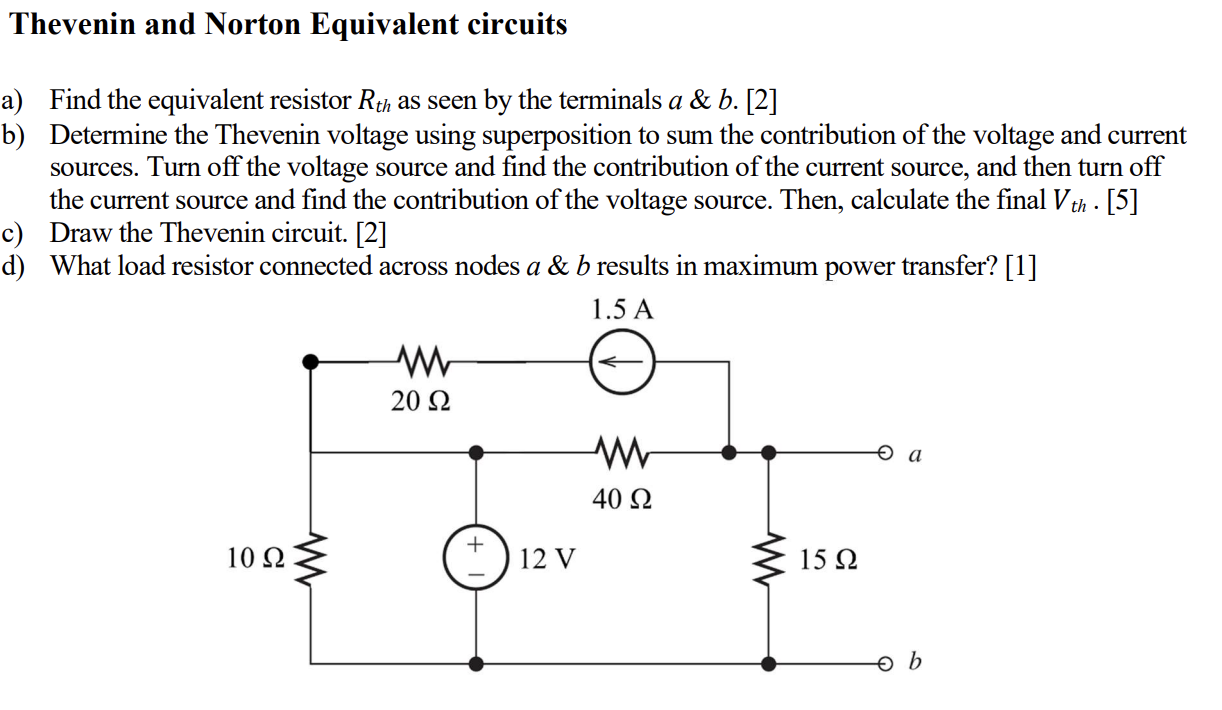 [Solved]: Thevenin and Norton Equivalent circuits a) Find t