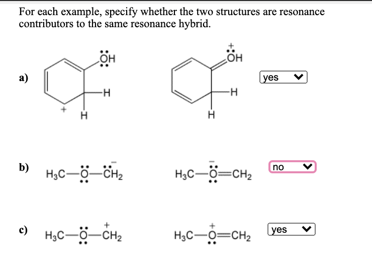 Solved For each example, specify whether the two structures | Chegg.com