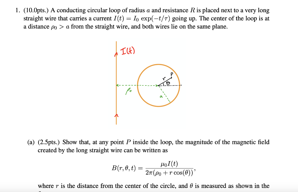 Solved 1. (10.0pts.) A conducting circular loop of radius a | Chegg.com