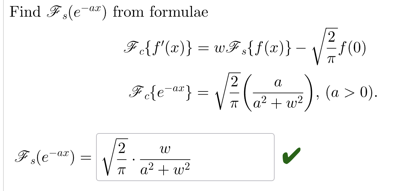 Find Fs(e-ax) ﻿from | Chegg.com