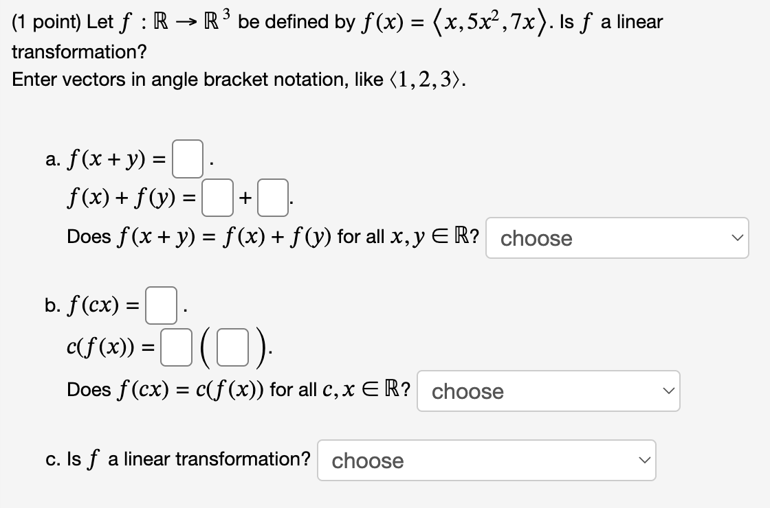 Solved (1 point) Let f:R→R3 be defined by f(x)= 6x,8x,8x . | Chegg.com