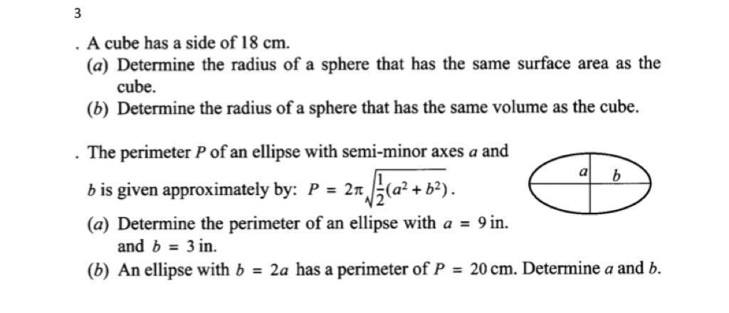 Solved A cube has a side of 18 cm. (a) Determine the radius | Chegg.com