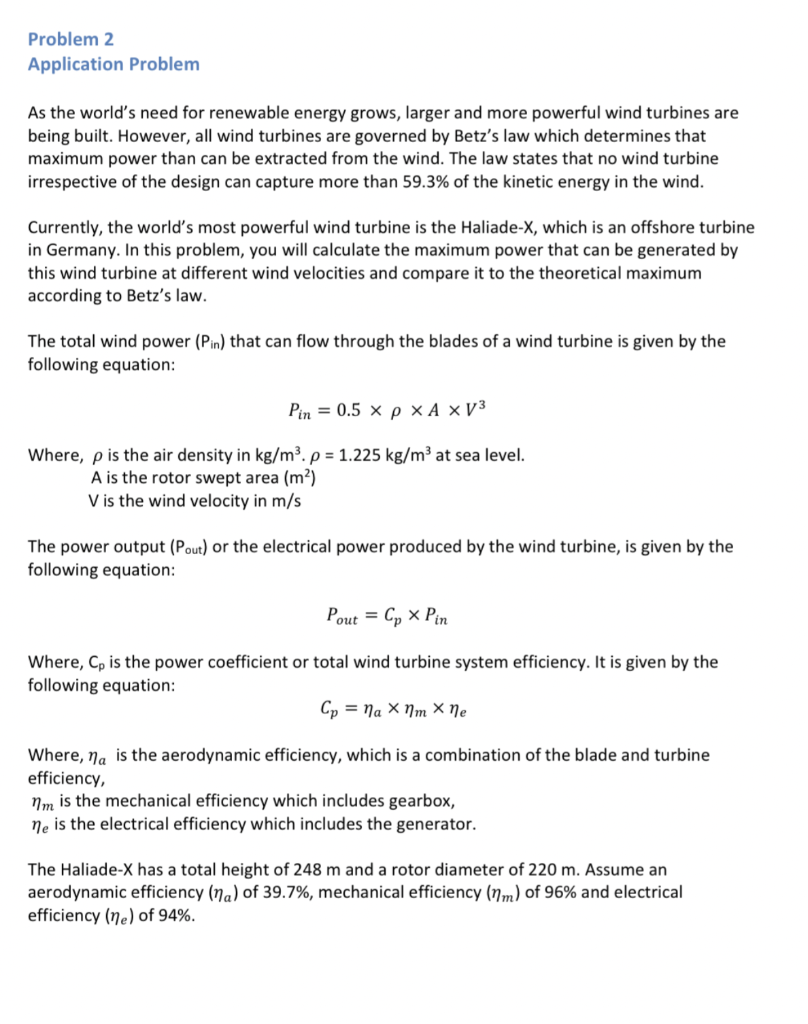 Solved Problem 2 Application Problem As the world's need for | Chegg.com