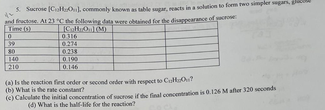 Solved 5. Sucrose [C12H22O11], commonly known as table | Chegg.com