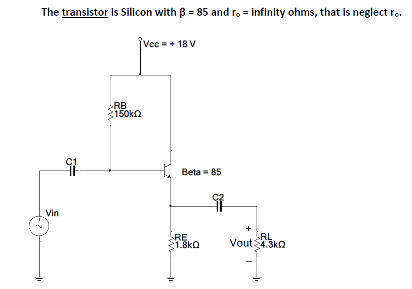 Solved 2) Given the following Emitter Follower | Chegg.com