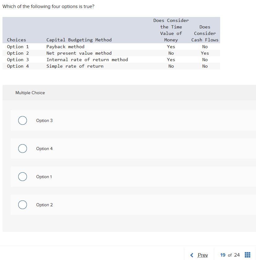 Solved Which of the following four options is true? Multiple | Chegg.com