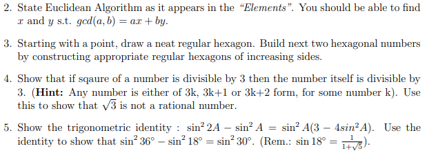 Solved a 2. State Euclidean Algorithm as it appears in the | Chegg.com