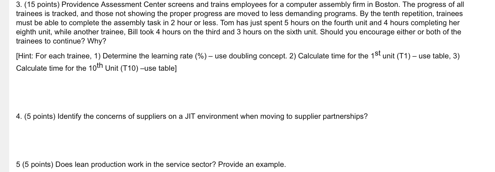 Solved 3. (15 points) Providence Assessment Center screens | Chegg.com