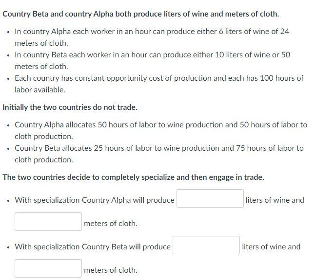 Solved Country Beta and country Alpha both produce liters of | Chegg.com