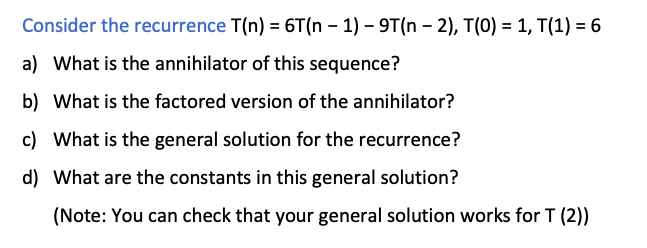 Solved Consider the recurrence | Chegg.com