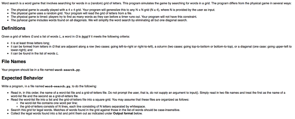 Solved Word search is a word game that involves searching | Chegg.com