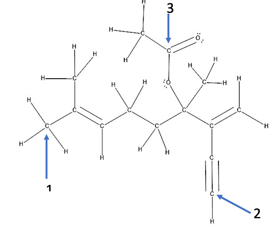 Solved The molecule linalyl acetate (shown below) is found | Chegg.com