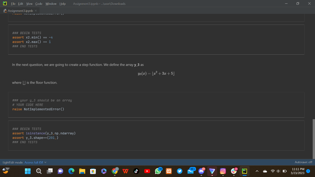 Solved \#H\# Create your discrete interval x here \# YOUR | Chegg.com