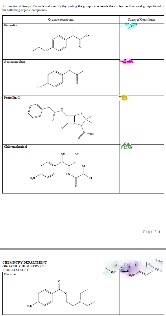Solved X. Functional Groups. Encircle and identify (by | Chegg.com