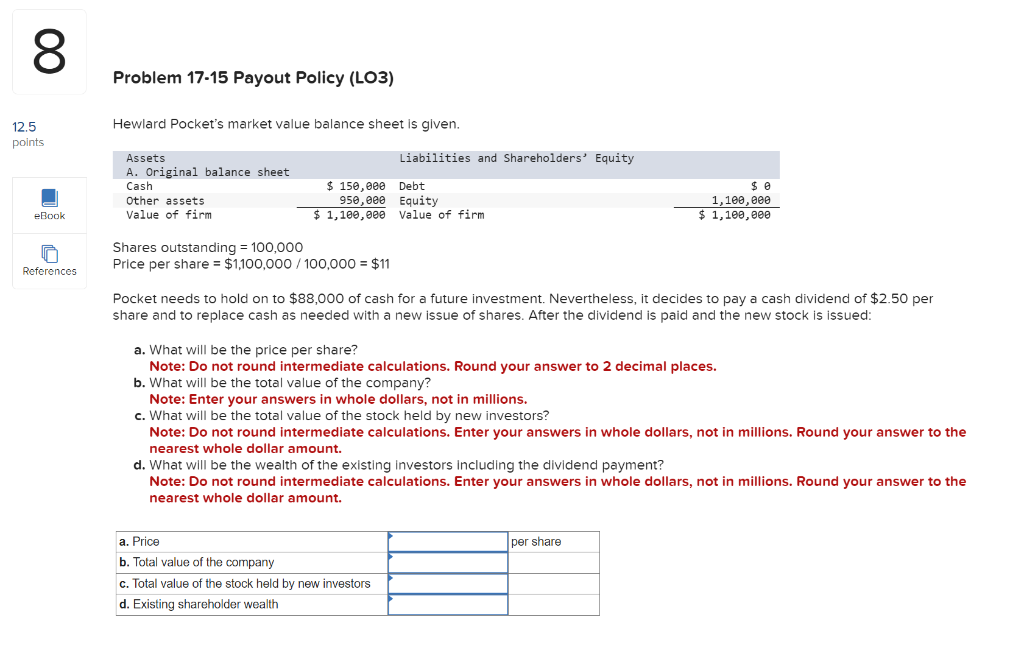 Solved Problem 17-15 Payout Policy (LO3) Hewlard Pocket's | Chegg.com
