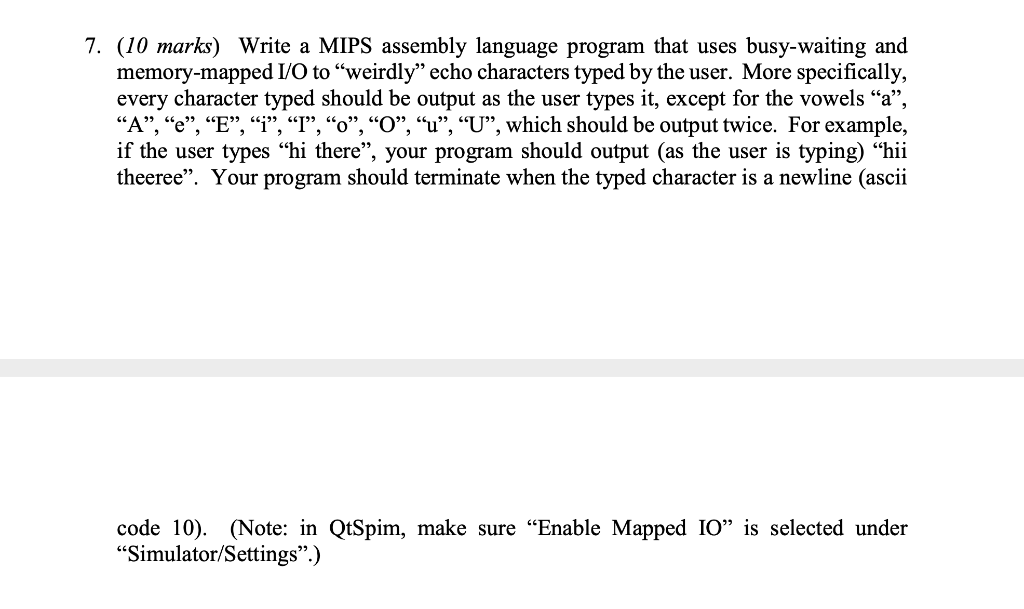 7. (10 marks) Write a MIPS assembly language program | Chegg.com
