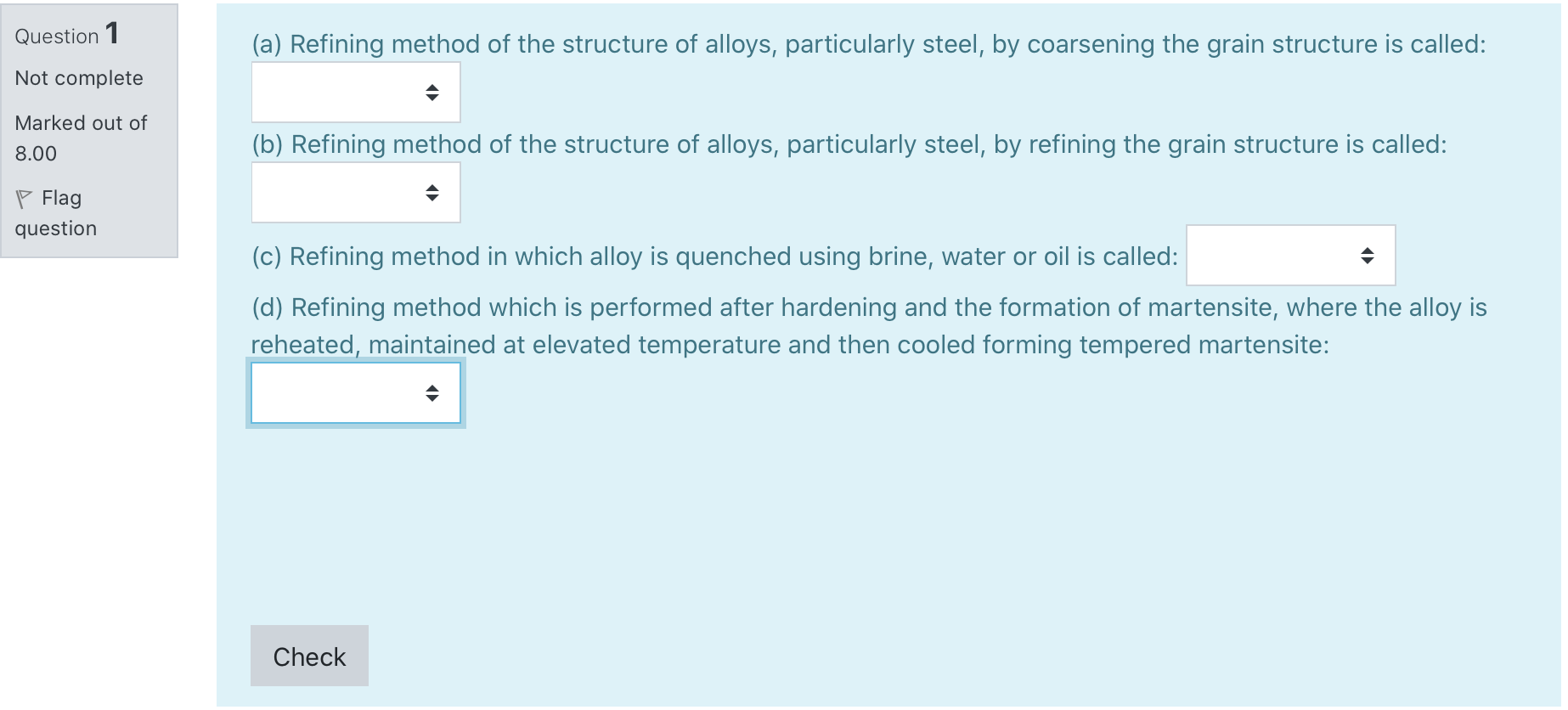 Solved Question 1 (a) Refining method of the structure of | Chegg.com