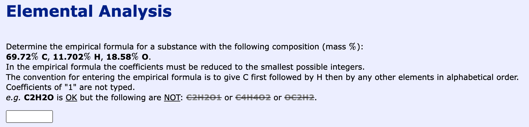 Solved elemental Analysis Determine the empirical formula | Chegg.com