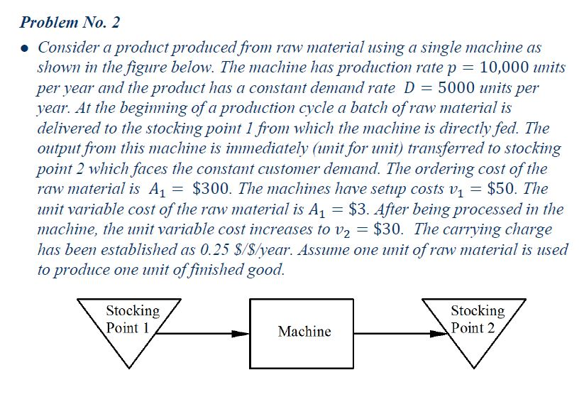 Problem No. 2 . Consider a product produced from raw | Chegg.com