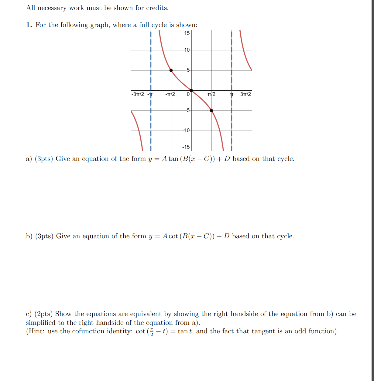 Solved 1. For the following graph, where a full cvcle is | Chegg.com