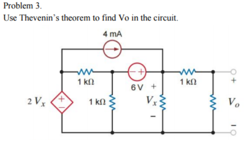 Solved Problem 3. Use Thevenin's theorem to find Vo in the | Chegg.com