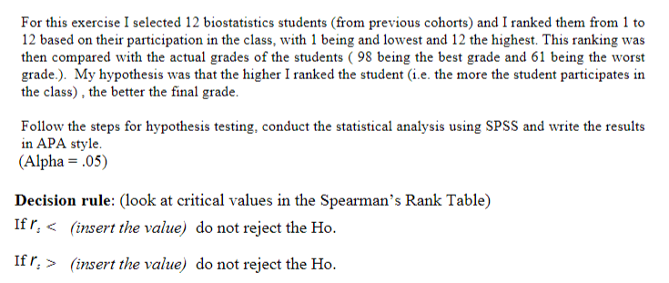 Solved For this exercise I selected 12 biostatistics | Chegg.com
