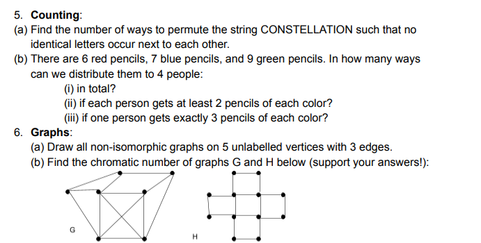 Solved 5. Counting: (a) Find the number of ways to permute | Chegg.com