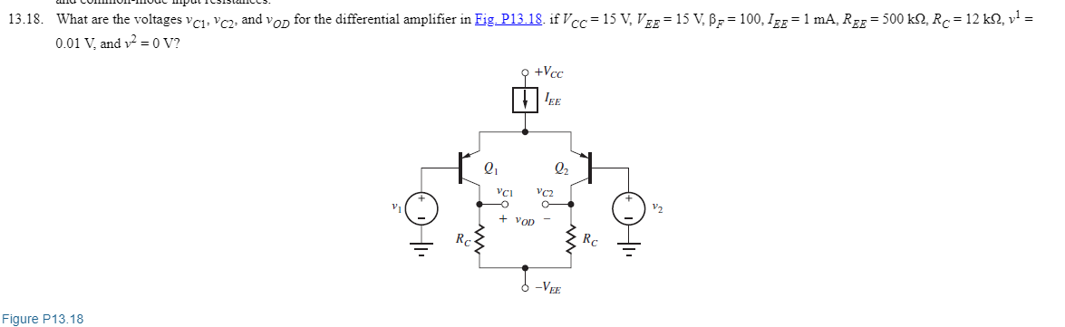 18. What are the voltages vC1,vC2, and vOD for the | Chegg.com