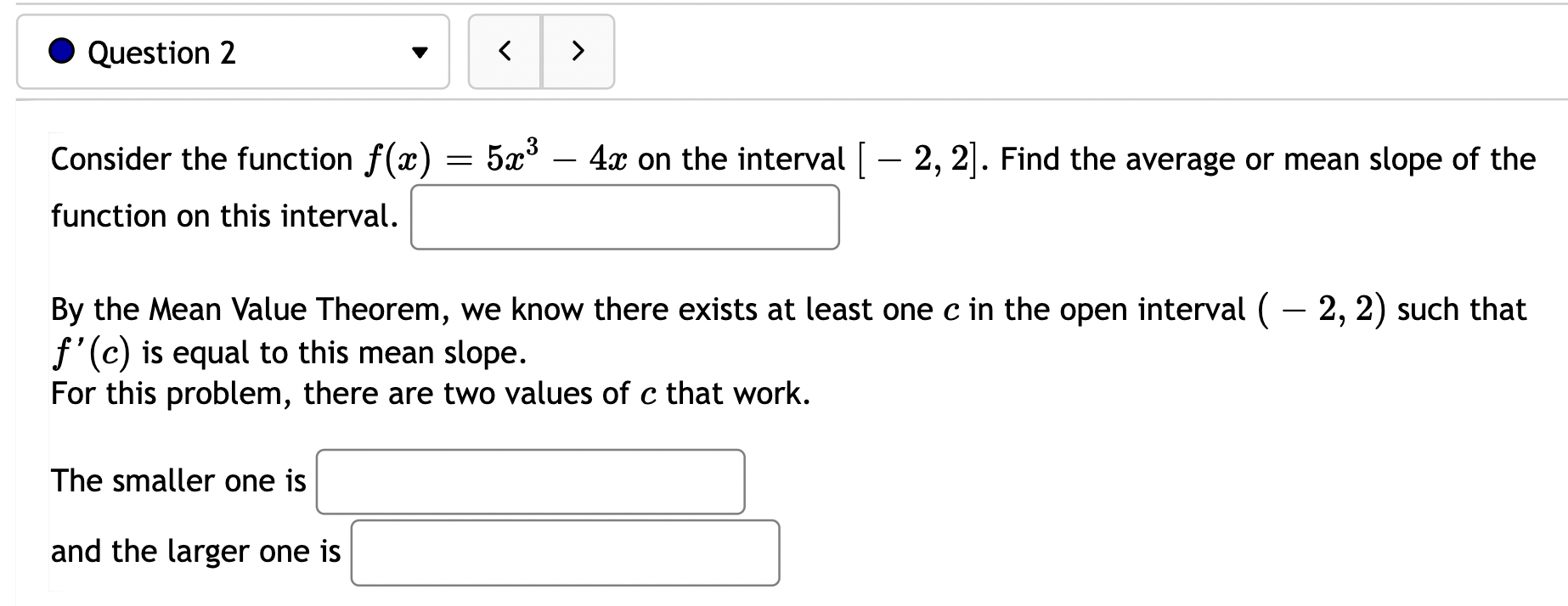 Solved Consider the function f(x)=5x3−4x on the interval | Chegg.com