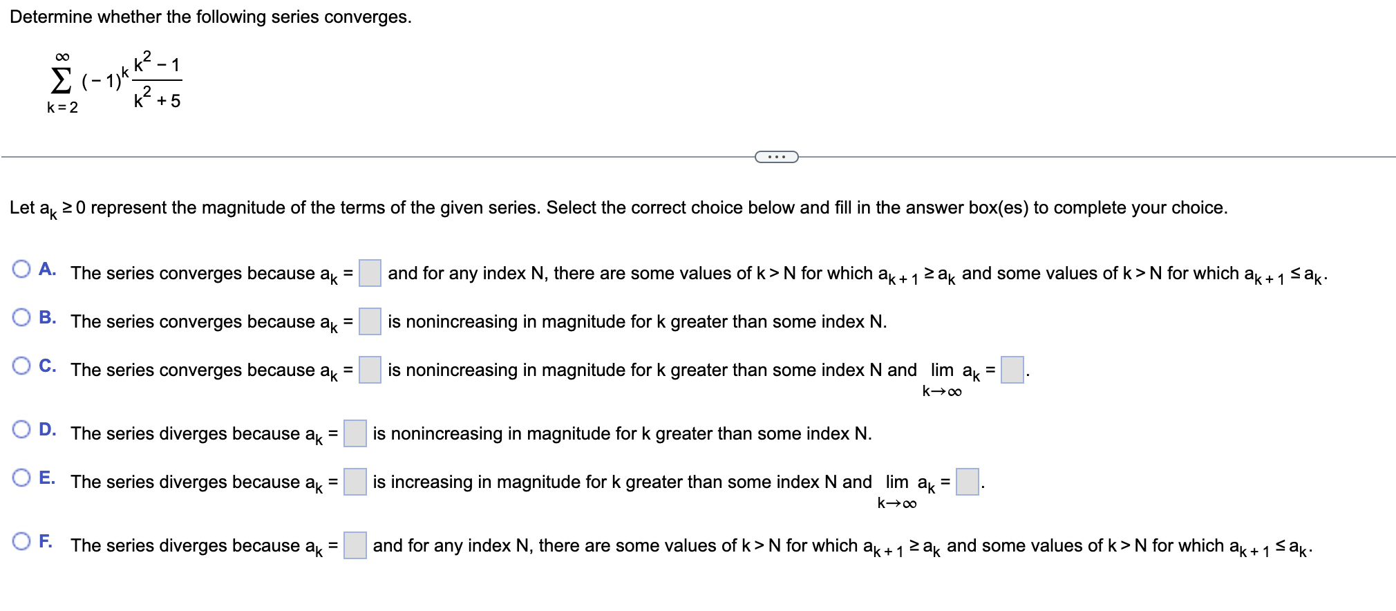 Solved Determine whether the following series | Chegg.com