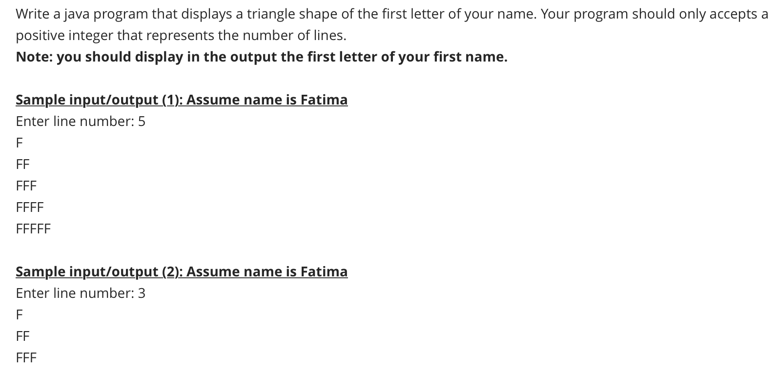 Solved Write a java program that displays a triangle shape | Chegg.com