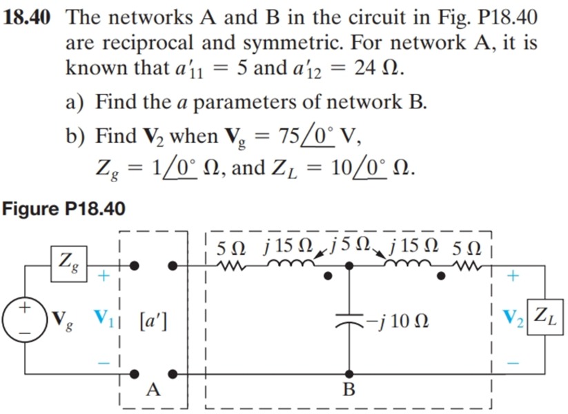 Solved 18.40 ﻿The networks A and B in ﻿the circuit in ﻿Fig. | Chegg.com