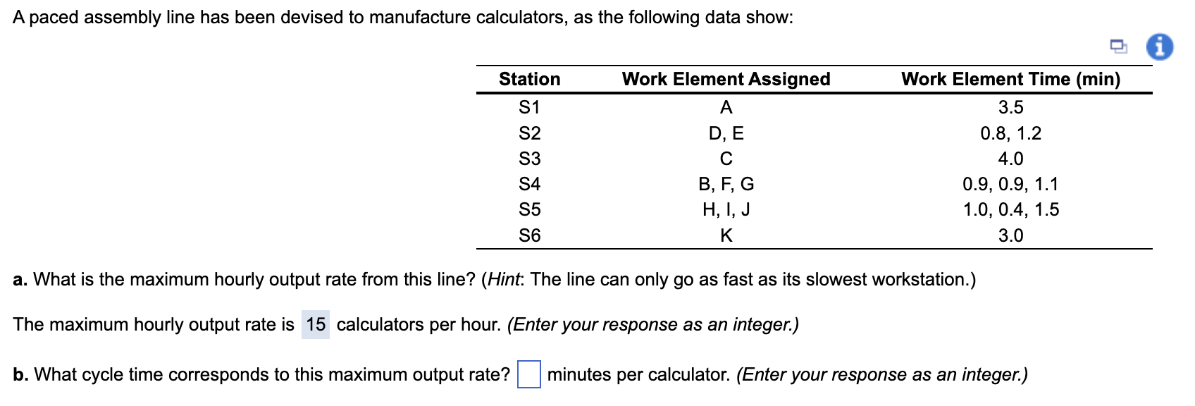 Solved a. What is the maximum hourly output rate from this | Chegg.com