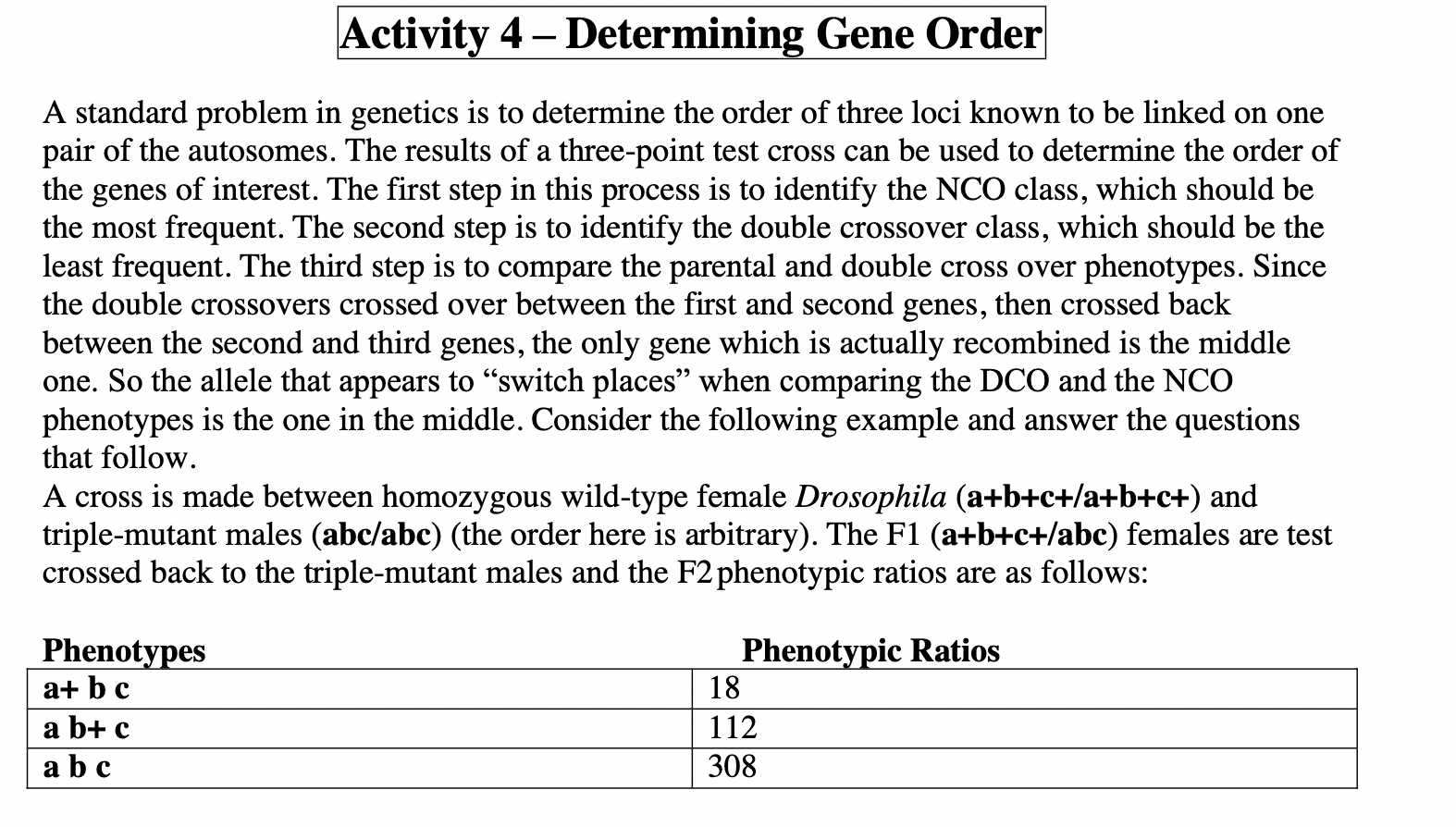 Solved Activity 4 – Determining Gene Order A standard | Chegg.com