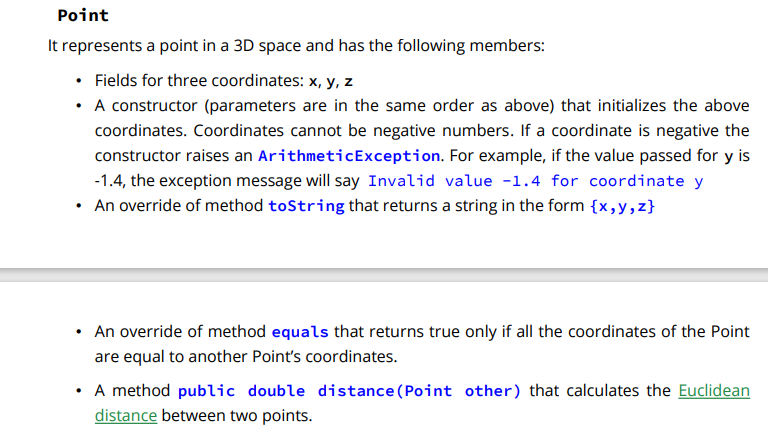 Solved Overview 1. Define a class named Point, used to | Chegg.com