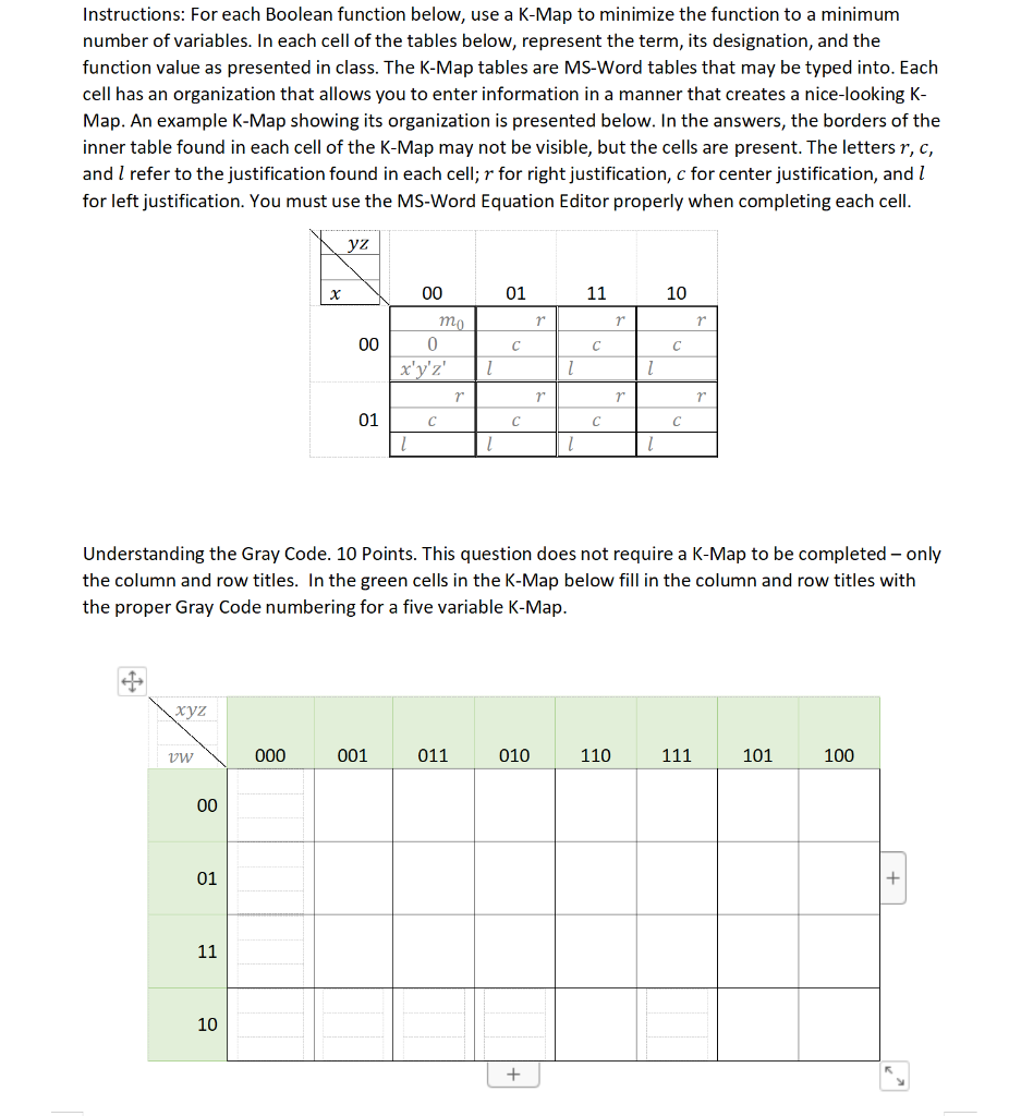 Solved Instructions: For each Boolean function below, use a | Chegg.com