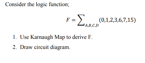 Solved Consider the logic function; F = Σ... | Chegg.com
