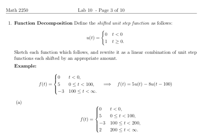 Solved Math 2250 Lab 10 -Page 3 of 10 1. Function | Chegg.com