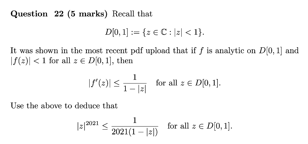 Solved Suppose that f is analytic on C and for all z = x+iy | Chegg.com