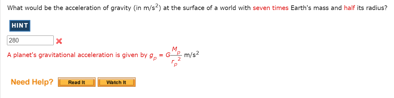 Solved What would be the acceleration of gravity (in m/s2) | Chegg.com
