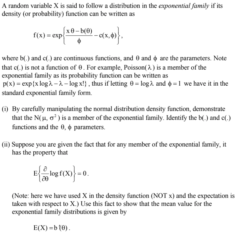 Solved A random variable X is said to follow a distribution | Chegg.com