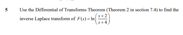 Solved THEOREM 2 Differentiation of Transforms If f() is | Chegg.com