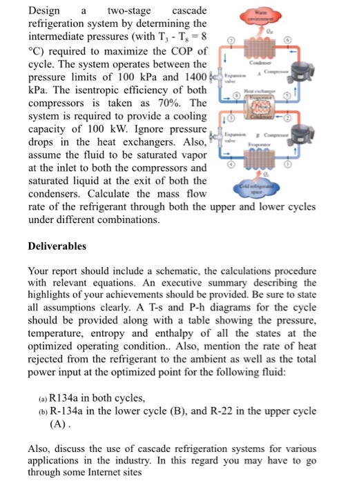 Solved Designawo-stage cascade refrigeration system by | Chegg.com